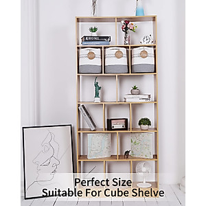 HONIZER Woven Baskets for Storage, 3-Pack Cotton Rope Storage Basket with Handles, Labels, Oval Toy Storage Bins for Cube Organizer, Stuffed Animal Storage Baskets for Shelf, Closet, Bedroom - Grey