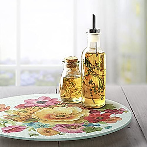 CounterArt Country Fresh 4mm Heat Tolerant Tempered Glass Lazy Susan Turntable 13" Diameter Cake Plate Condiment Caddy Pizza Server