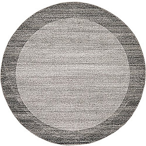 Unique Loom Del Mar Collection Area Rug-Transitional Inspired with Modern Contemporary Design, 6' 0 x 6' 0 Round, Light Gray/Beige