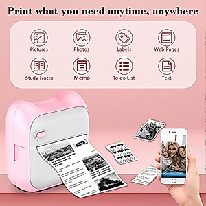 FasionMior 新品 Mini Printer Sticker Maker, Portable Thermal Sticker Printer, Bluetooth Inkless Pocket Printer Compatible with iOS & Android, Inkless Printer Mini with 10 Rolls Paper & 5 Color Pens