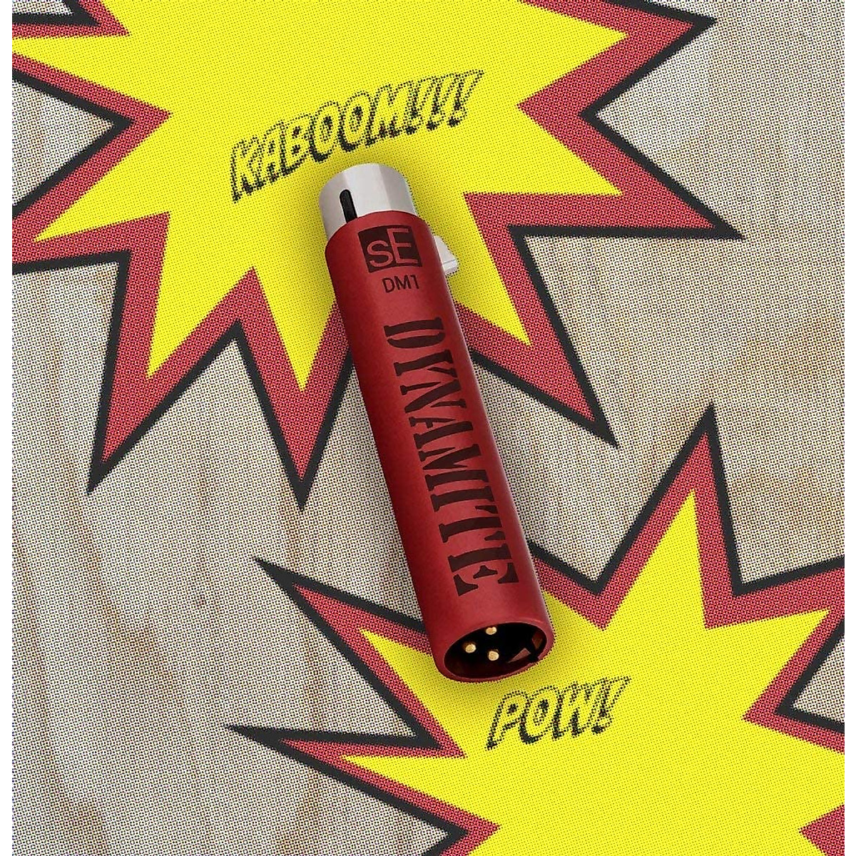 sE Electronics DM1 Dynamite Active in-Line Preamp for Dynamic and Passive Ribbon Microphones Bundle with Blucoil Boom Arm Plus Pop Filter, 10' XLR Cable, and 5-Pack of Reusable Cable Ties