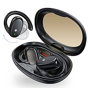 CNIOEPL Open Ear Headphones, Bluetooth 5.3 Wireless Headphones with 130 Degree Adjustable Earhooks, Noise Cancellation Headphone with Charging Case, Waterproof Open Ear Earbuds for Workout