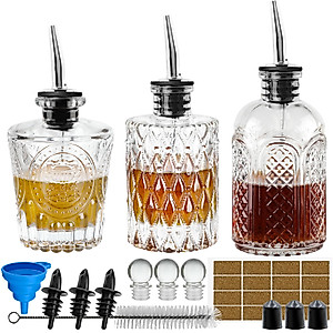 INFTYLE Syrup Bottle Set of 3 - Syrup Dispenser with Leak-Proof Lids Pour Spout Ideal for Coffee Syrups,Honey,Condiments,Olive Oil