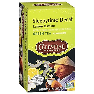 Celestial Seasonings Green Tea, Sleepytime Decaf Lemon Jasmine, Decaffeinated Sleep Tea, 20 Tea Bags (Pack of 6) (Packaging May Vary)