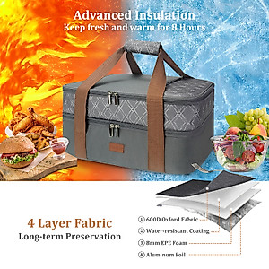 Vuudh Expandable Casserole Carrier Bag - Double Decker Food Bag, Insulated Casserole Carrier for Hot or Cold Food, Lasagna Holder Tote for Picnics,Beaches,Traveling or Gifts