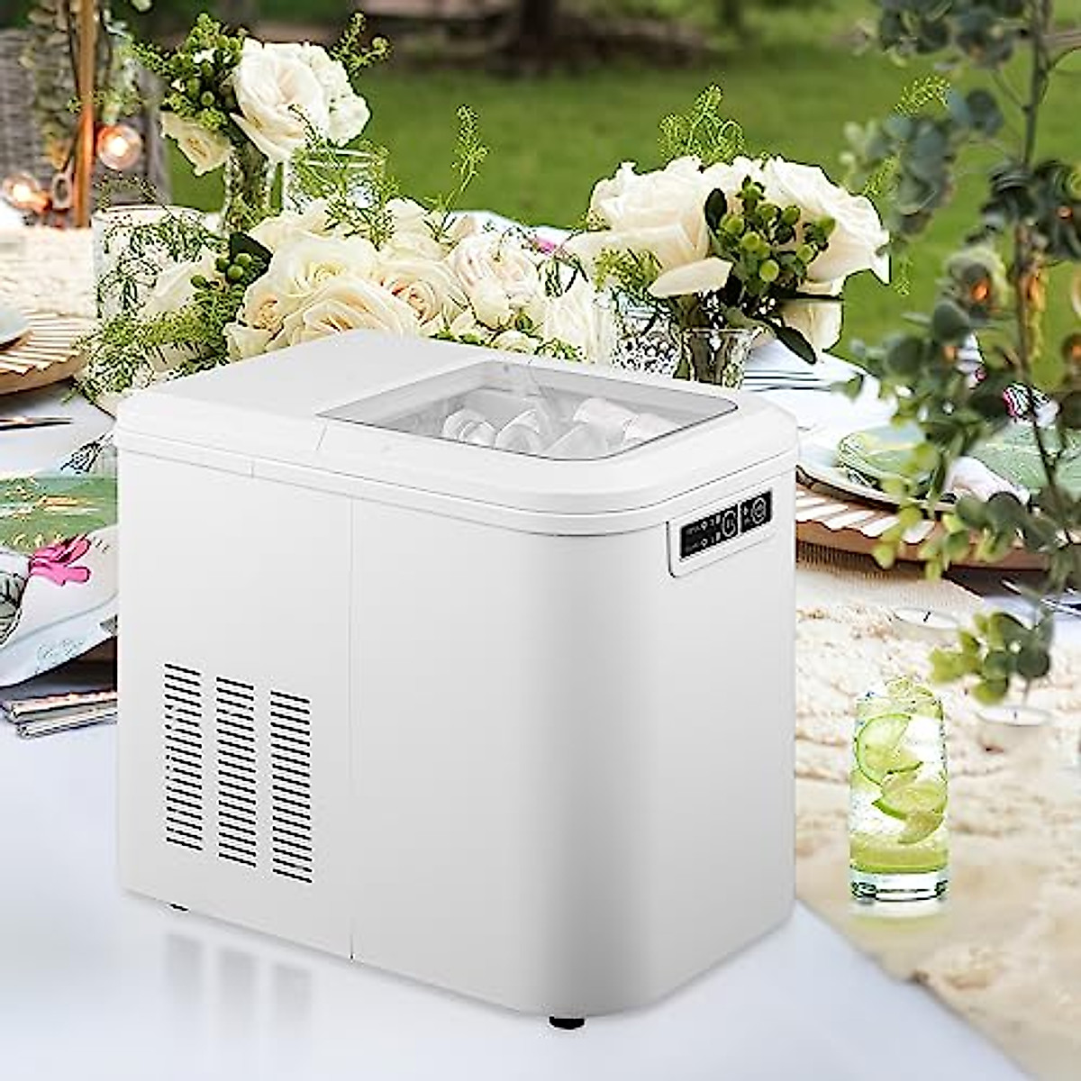 Magshion Ice Maker Countertop with Self-Cleaning, 26lbs/24H, Bullet-Shaped Ice (2 Sizes), Digital Display & Timer, 1.8lbs Ice Storage Capacity, Ice Cube Maker Machine for Home & Kitchen (White)