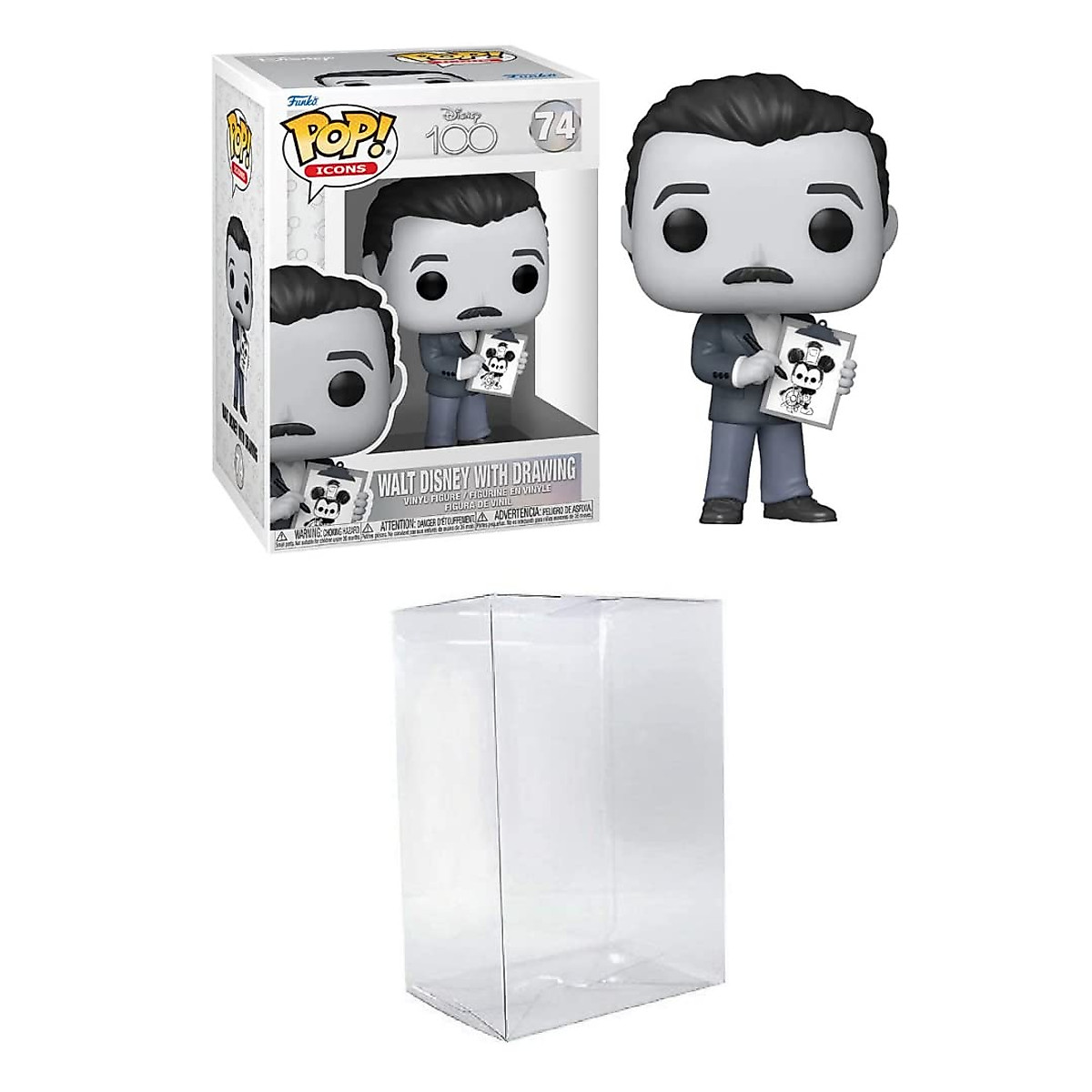 Funko POP! Disney: Disney 100 - Walt Disney with Drawing Bundled with a Byron's Attic Pop Protector