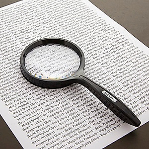 BAZIC Magnifying Glass 4X 2X Bifocal, Round 3" Magnifier for Seniors Book Newspaper Reading Insect Inspection School Science, 1-Pack