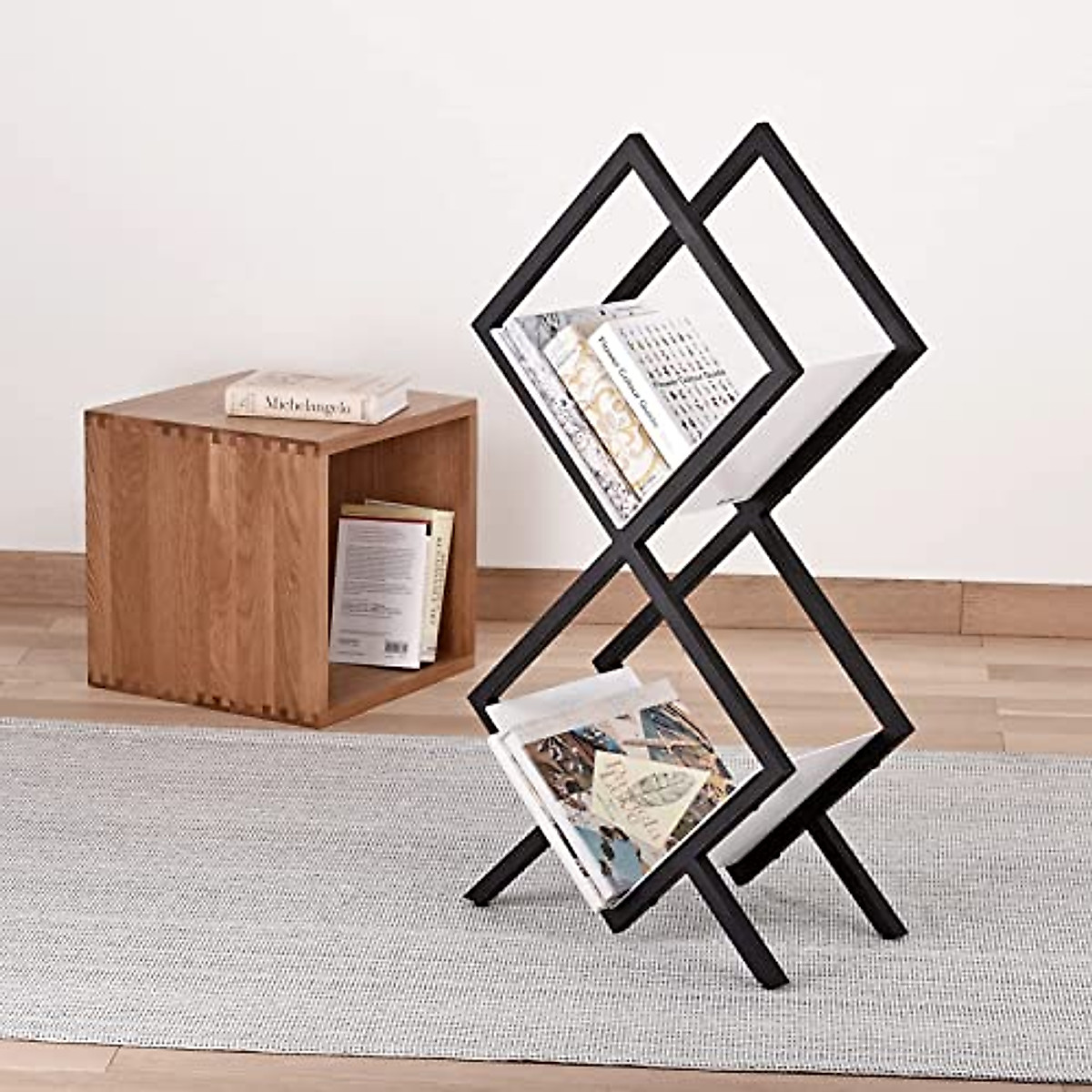 CA CENG AN Metal Bookshelf, Modern Industrial Bookcase,Small Bookshelf,Simple Bookshelf