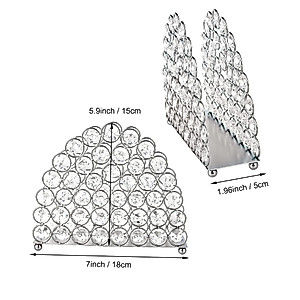 Feyarl Crystal Napkin Paper Holder Facial Tissues Napkin Organizer Mails Letters Cards Holder Cast Standing for Dinner Table Dresser Home Deco Office (Silver)