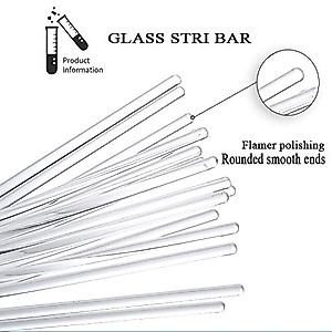 12 Pack Glass Stir Sticks 5mm Lab Stirring Rod 12 inch Length with Both Ends Round for Science, Lab, Kitchen, Science Education