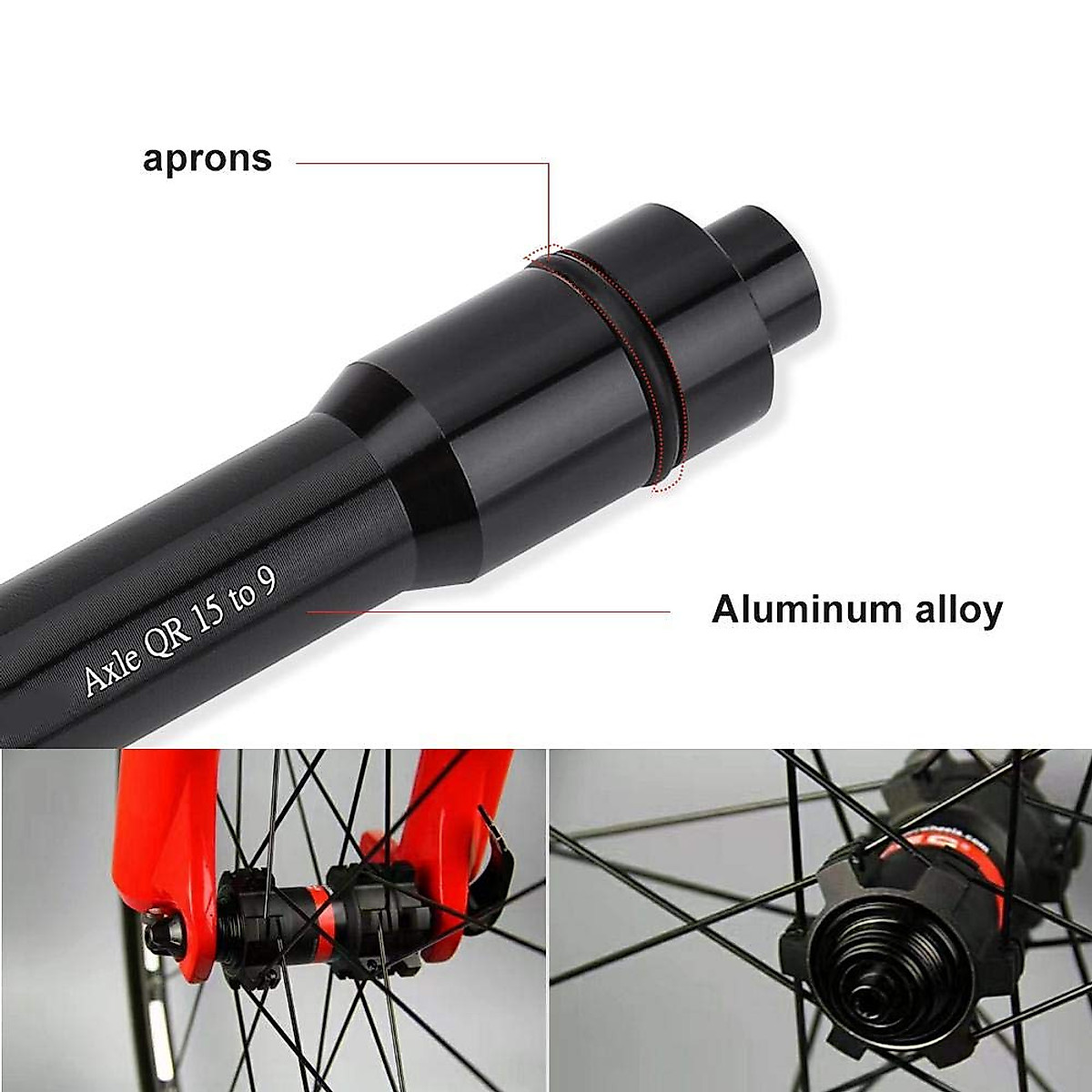 Dilwe VGEBY1 Hub Adapter, Firm Road Bike Wheel Fork Axle for 15mm Thru Axle Hub to 9mm Shaft