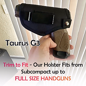 Universal Gun Holster for Men & Women, IWB/OWB Waist Belt Pistol Holster for Glock 380 9mm Gun Holster for Concealed Carry Handgun Right/Left Hand Draw (Black)