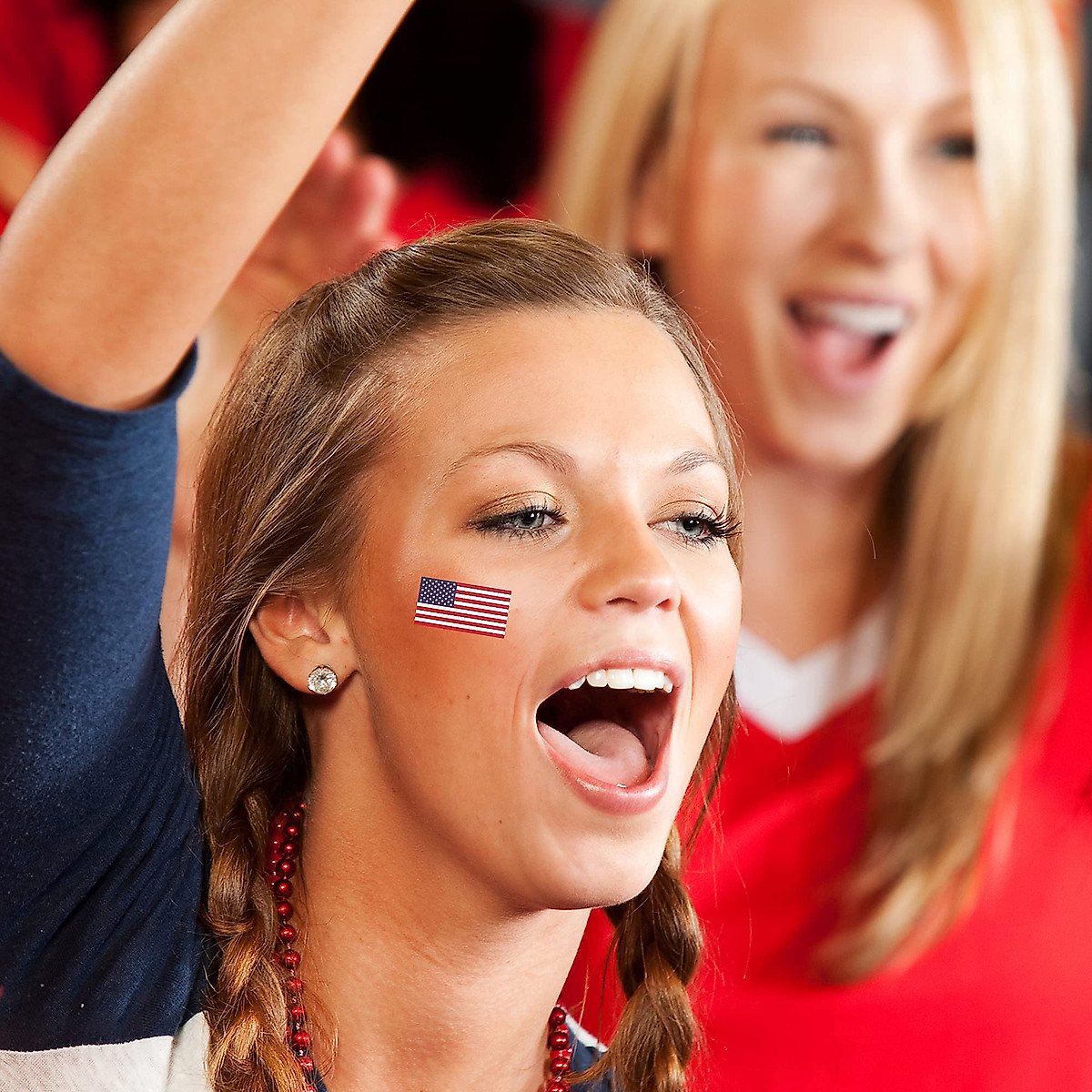 FashionTats American Flag Temporary Tattoos | Pack of 25 | JULY 4th - Labor Day - Memorial Day - Olympics - Soccer | Skin Safe | MADE IN THE USA | Removable