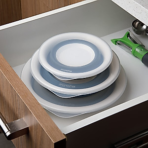 Progressive Prepworks Thinstore Collapsible Prep/Storage Bowls with Lids - Set of 3, Dark Pastels