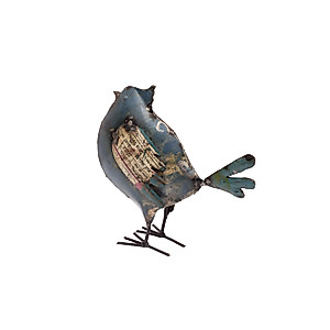DeKulture Antique Bird Figurine: Vintage Metal Sculpture, Bird Statues for Collection, Rustic Home Accents (9.5x1.5x9 Inches)