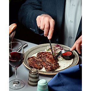 EUIRIO 48-Piece Black Hammered Silverware Set for 8, Stainless Steel Flatware Set with Steak Knives, Mirror Polished Tableware Cutlery Set, Include Forks Spoons and Knives Set, Dishwasher Safe