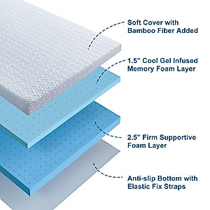 Maxzzz 4 Inch Mattress Topper Full - Cool Gel Memory Foam Mattress Topper Extra Firm Bed Topper with Cover, Hard Mattress Topper for Back Relax, CertiPUR-US Certified