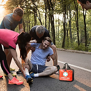 200 Pieces First Aid Kit with Hospital Grade Medical Supplies - Includes Emergency Blanket, Bandage, Scissors - Great for Home, Outdoors, Office, Car, Travel, Camping, Hiking, Boating (Red)