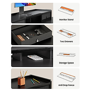 Ergear Electric Standing Desk Adjustable Height with 2 Drawers, 55 x 28 Inches Sit Stand Up Desk with Storage Shelf, 3 Memory Presets, for Home Office