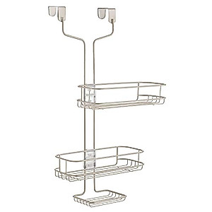 iDesign Linea Adjustable Over The Door Shower Caddy, Satin