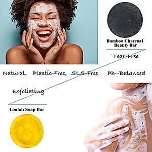 All Natural Soap and Dry Brushing Body Brush Gift Set for Lymphatic Drainage | Boar Bristle | Exfoliating Shower Brush, Facial Cleansing Brush, Massager Brush Cellulite | Face Beauty Bar, Loofah Soap