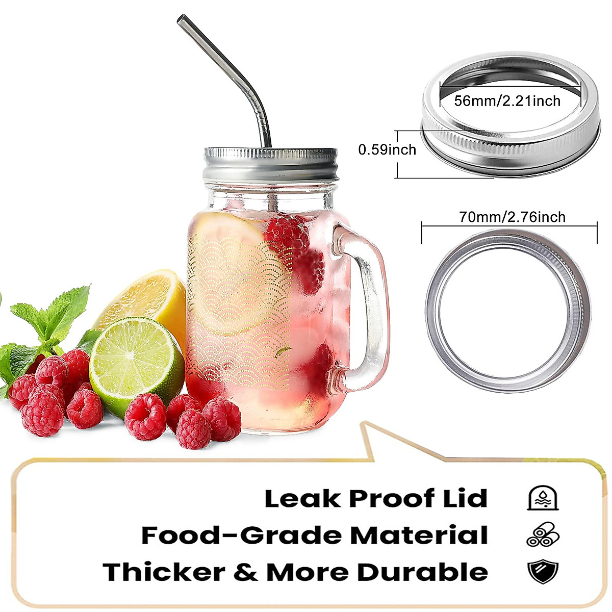 42 Pieces Regular Mouth Canning Rings, Canning Bands for Mason Jar Small Mouth, Rustproof Tinplate Metal Bands/Rings for Mason Jar, Canning Jars Rings (Silver 70mm)