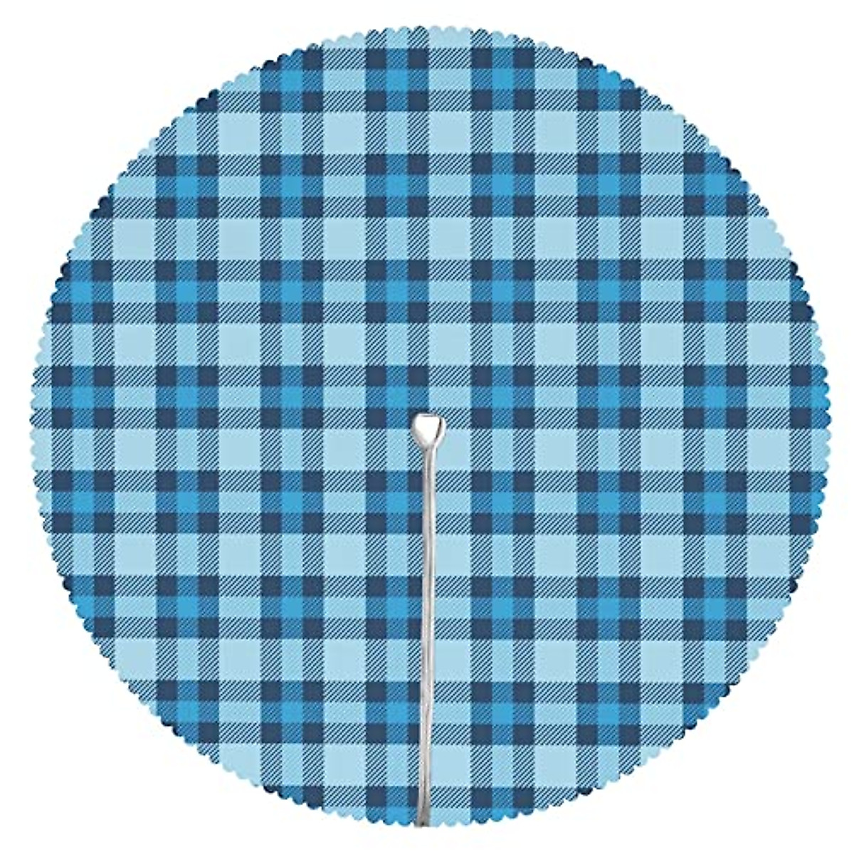 Lirduipu Checkered Pattern Round Outdoor Tablecloth,Outdoor and Indoor Round Tablecloth with Umbrella Hole and Zipper,for Umbrella Table Patio Garden(52" Round,Pale Blue Blue)