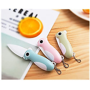 COLLMORE Ceramic Paring Knife - Small Folding Pocket Knife with 2.3in Sharp Blade - 1.3oz Mini Cute Portable Fruit Knife for Travel, Camping, Kitchen, Women, Men(Pink)