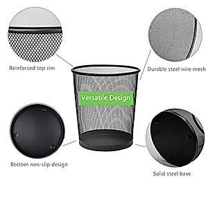 GOODSOFA 6 Gallon Mesh Trash Cans,12-Pack,Metal Wire Wastebaskets, Small Waste Basket Black Trash Can,Small Garbage Can,Recycling Garbage Container Bin for Office,Home,Kitchen,School