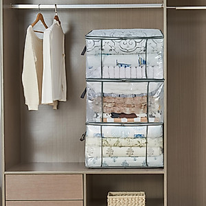 MKOKYD 80L Clear Large Storage Bag, Clothes Storage Containers for Organizing Closet, Bedroom, Underbed, Comforters, Clothing, Blankets, Pillow, Foldable Organizer with Sturdy Handle and Zippers (3)