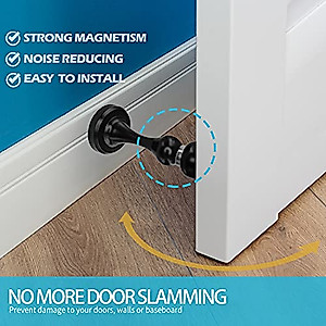 Neoera Magnetic Door Stop（Black）Door Stopper Strong Magnetic Door Catch for Hold Door Open, Premium Stainless Steel Made, Anti-Rust, Heavy Duty for Various Door Types, Wall & Floor Mount 1Pack