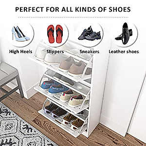 Sweiko Narrow Shoe Cabinet with 3 Flip Drawers Freestanding Shoe Cabinet Organizer with Hidden Handle Wooden Shoe Rack Storage Cabinet for Entryway Hallway Bedroom Living Room White