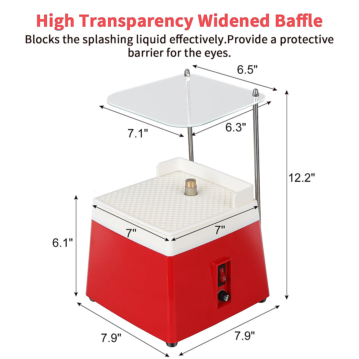Lifancy Stained Glass Grinder, Portable Glass Grinder with 5/8" + 1" Replaceable Diamond Grinder Bit + Acrylic Bezel (110 V, 65 W,Red)