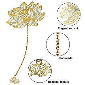 DLAND 5 Pack Metal Chain Bookmarks, Gold and Color Cutout Botanical Bookmarks for Book Lovers, Writers, Readers, Kids, Teens, Adults, Women Men