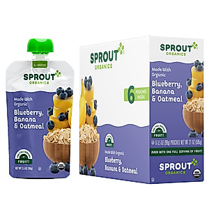 Sprout Organics Blueberry, Banana & Oatmeal Baby Food, Kosher, 3.5 Ounces (Pack Of 6)