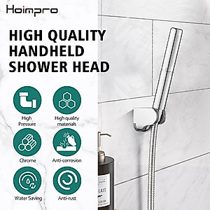 Homipro Chrome Brass 2 In 1 Function High Flow Handheld Shower Head Set High Pressure 7 Inch Chrome Finish Shower Head Sprayer Hand Shower Wand with 59 Inch Hose, Bracket