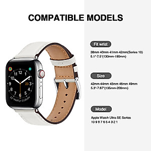 OMIU Leather Bands Compatible with Apple Watch Band 38mm 40mm 41mm 42mm 44mm 45mm 46mm 49mm, Genuine Leather Wristband Starp for iWatch SE Series 10 9 8 7 6 5 4 3 2 1 Ultra for Women Men
