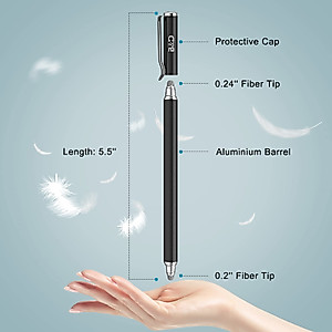 Universal Stylus Pens for Touch Screens - Bargains Depot New 5mm High-Sensivity Dual Fiber Tips Stylus for All Tablets & Cell Phones with 8 Extra Replaceable Tips (4 Pcs, Black/Aqua/Silver/Yellow)