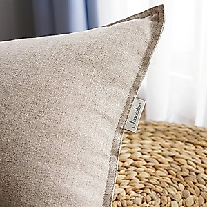 Jeanerlor 12"x20" Cotton Linen Decorative Lumber Throw Pillow Case Cushion Cover Set with Twin Needles Stitch on Edge for Father's Day,(30 x 50cm), 2 Pcs, Light Linen