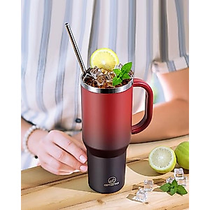 Gpeng 40 oz Tumbler with Handle, Water Bottles with Straw Lid and Anti-Slip Sleeve, Insulated Stainless Steel Travel Mug Cup Holder Friendly, Keep Drinks Cold or Hot for Hours