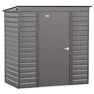Arrow Select 6' x 4' Outdoor Lockable Steel Storage Shed Building, Charcoal
