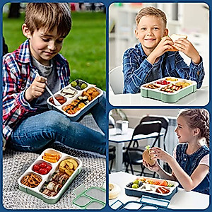 HIWARE Bento Lunch Box for Kids and Adults, Leakproof Lunch Container for Boys, Men with 4 Compartments, BPA-Free, 2 Pack
