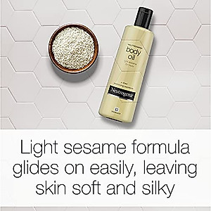Neutrogena Body Oil Light Sesame Formula, Dry Skin Moisturizer & Hydrating Body Massage Oil, for Radiant & Healthy Looking Glow, Nourishing Bath Oil for Sheer Moisture, 8.5 fl. oz