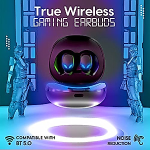 TALK WORKS True Wireless Earbuds - Gaming Headphones Compatible with BT 5.0, Passive Noise Cancellation, Smart Touch Controls, Easy to Connect, USB-C Charging Cable Included, Black (04877)