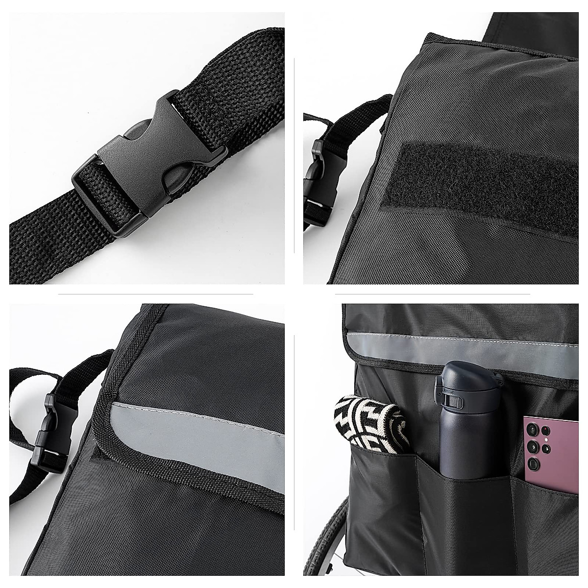 Wheelchair Bag Wheelchair Storage Tote Accessory for Carrying Loose Items and Accessories - Travel Messenger Backpack - Accessible Pouch and Pockets