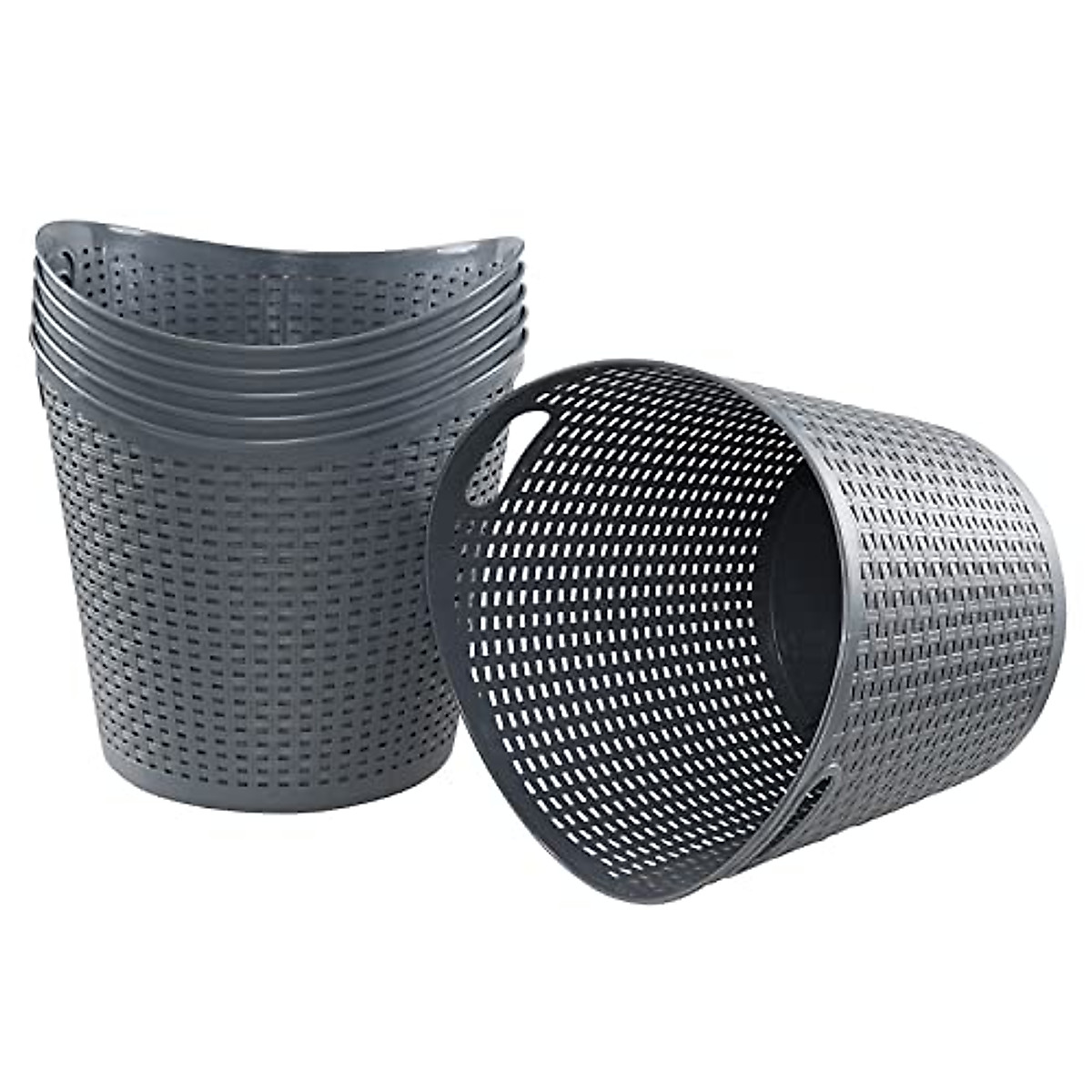 Yesdate 6 Packs Laundry Hamper Woven Basket with Handles, Storage Basket Bins for Toys, Blanket, Throws, Pillows and Towels, Grey