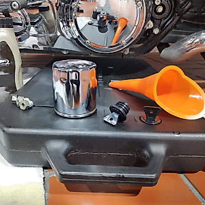 TCMT Universal Low Profile Oil Drain Pan Spout Fit For Harley Road King Electra Glide Ultra Limited Street Glide Road Glide Heritage Softail Fat Bob Forty Eight Street XG500 XG750 Honda Yamaha