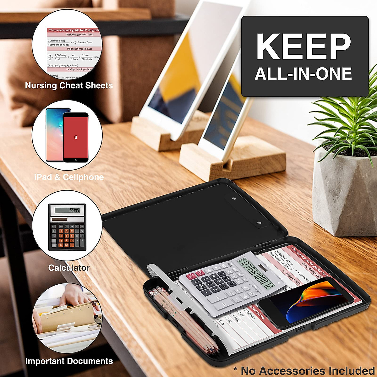 Sooez Clipboard with Storage, High Capacity Nursing Clipboards with Pen Holder, Heavy Duty Plastic Storage Clipboard with Low Profile Clip, Clipboard Folder Side-Opening, Smooth Writing for Office