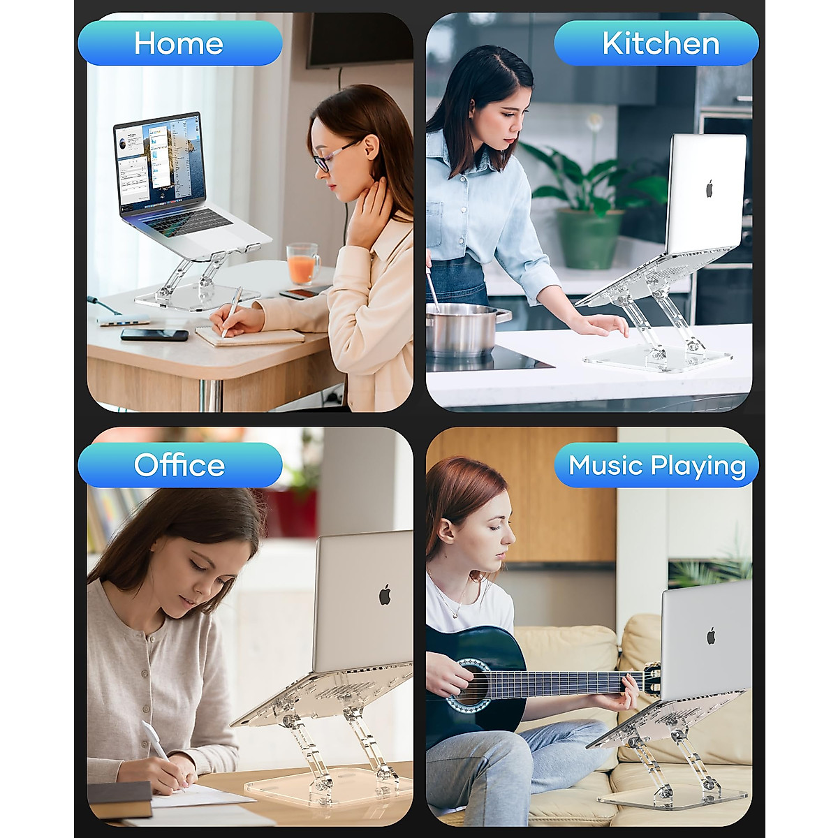 Lpoake 𝟮𝟬𝟮𝟯 𝗨𝗽𝗴𝗿𝗮𝗱𝗲𝗱 Acrylic Laptop Stand for Desk Clear Laptop Riser Adjustable Height White Computer Stand for Laptop Compatible with 10 to 15.6 Inches Laptops(Transparent)